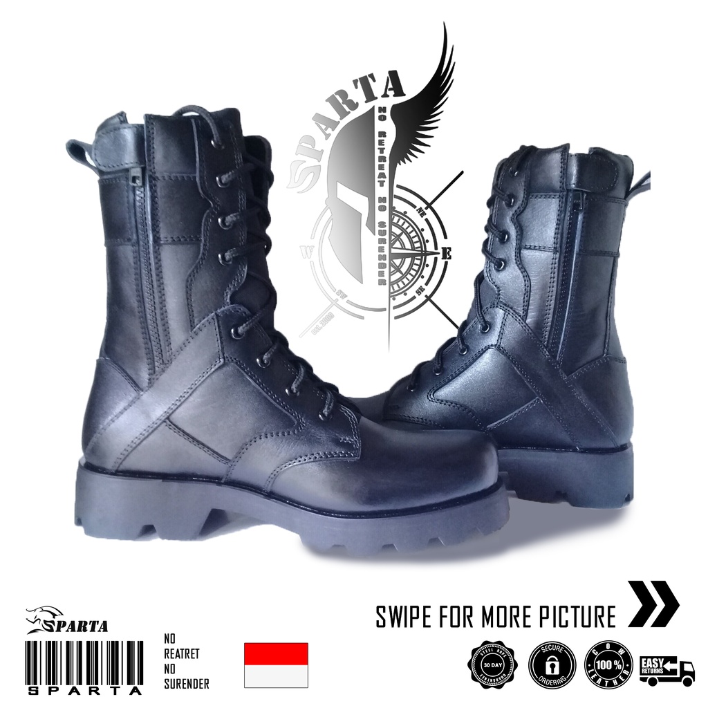 Jual SEPATU PDL KULIT HITAM DOP SP003 | Shopee Indonesia