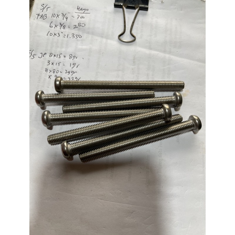 Jual BAUT MESIN JP M8 x 90 STAINLESS STEEL 304 - BAUT MESIN KEPALA CEMBUNG OBENG + PANJANG 9 CM ...