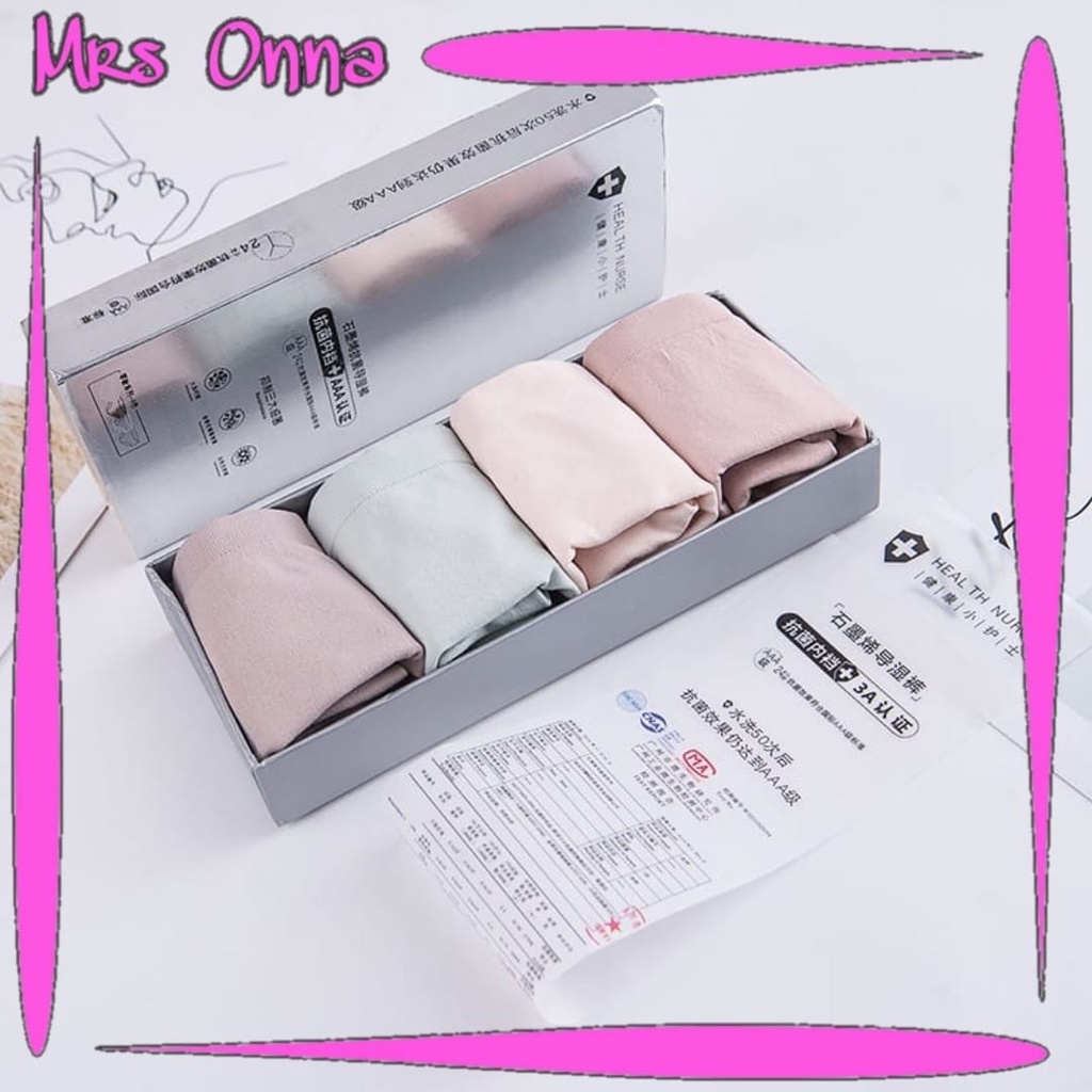 Jual ONNA [Set Kotak 4pcs] Celana dalam antibakteri graphene wanita Pakaian Dalam CD Seamless ...