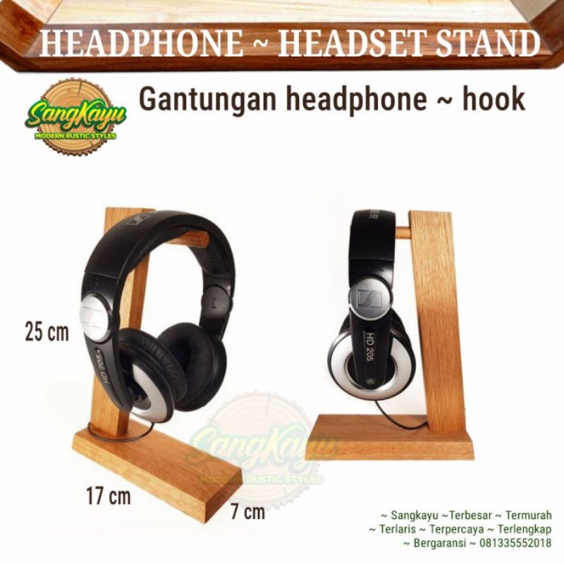 Jual Gantungan headphone kayu headphone stand headset gaming hook ...
