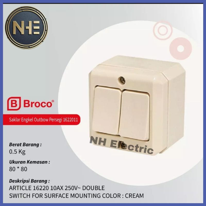 Jual OB Saklar Seri Segi 16220 New Gee Cream Broco - Outbow Saklar ...