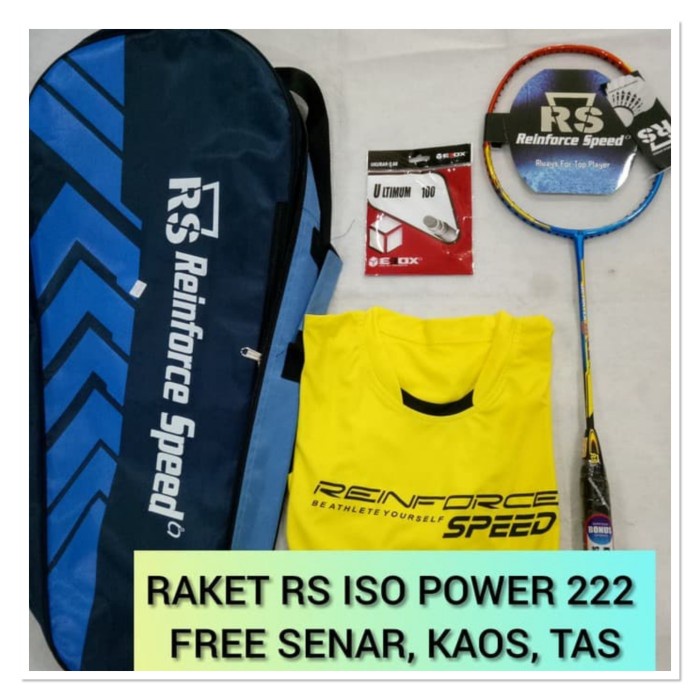 Jual Raket Badminton RS ISO POWER 222 lengkap tas senar grip kaos set ...