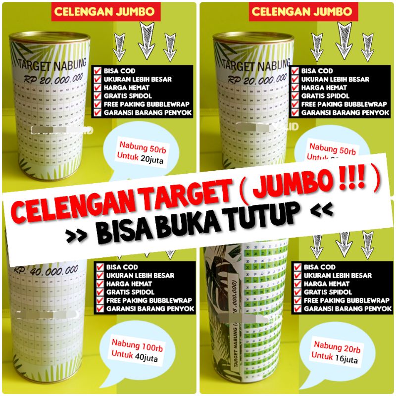Jual (JUMBO BUKA TUTUP)celengan nabung target 50 ribu jadi 20 juta ...