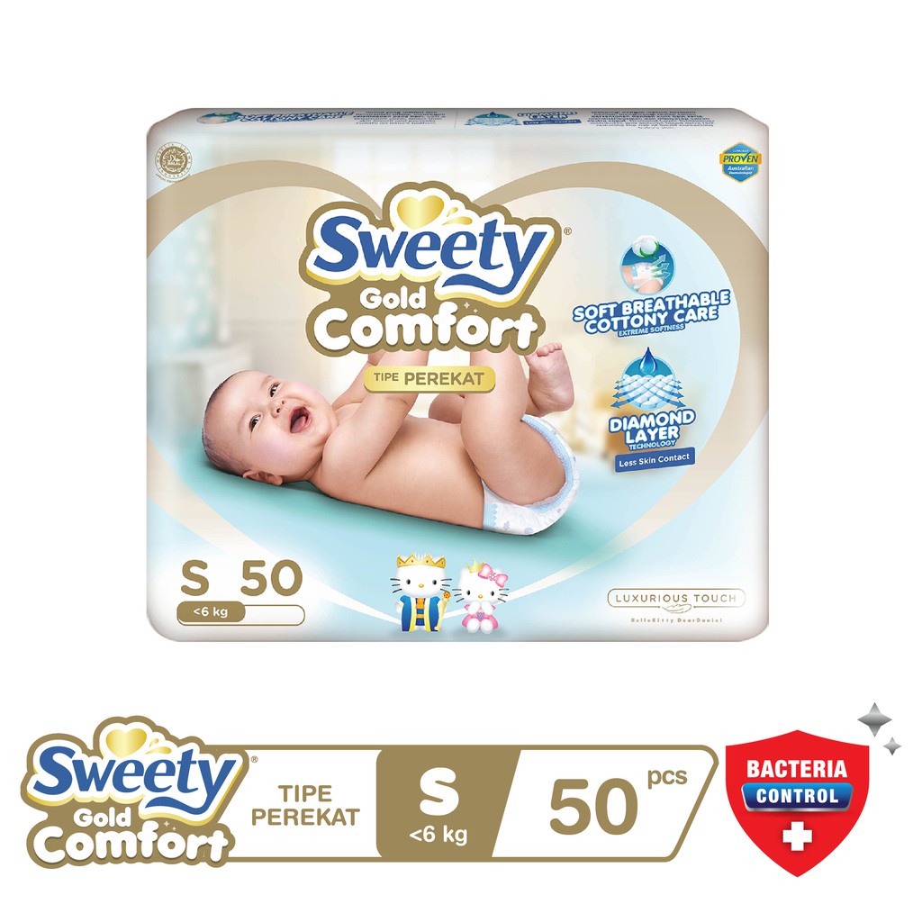 Jual Sweety Comfort Gold size NB52/S50/M48 Popok Bayi / sweety gold ...