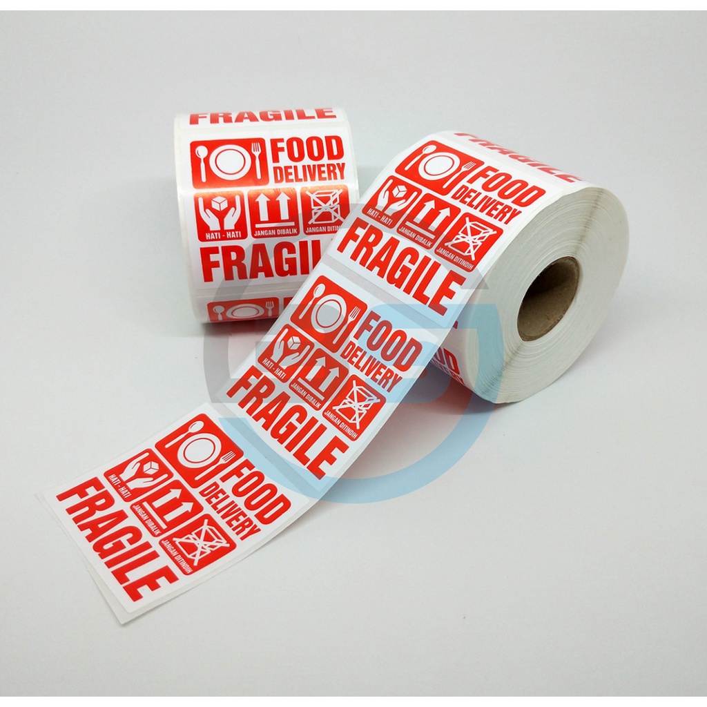 Jual Stiker Food Delivery Makanan 5,5 x 5,5 cm Fragile ( 1 roll / 500 ...