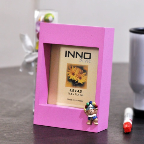 Jual Bingkai Foto Anak/Frame Resin Kids "Bear" 4x4 Pink Pigura Frame ...