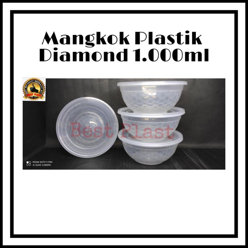 Jual Mangkok Plastik 1000ml corak diamond/thinwall bowl 1000ml | Shopee ...