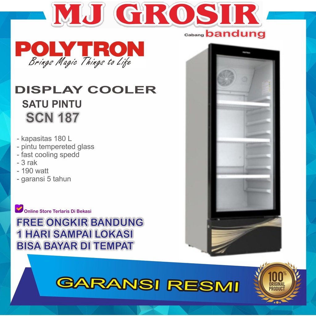Jual SHOWCASE POLYTRON SCN 187 L 3 RAK DISPLAY COOLER KULKAS LOW WATT ...