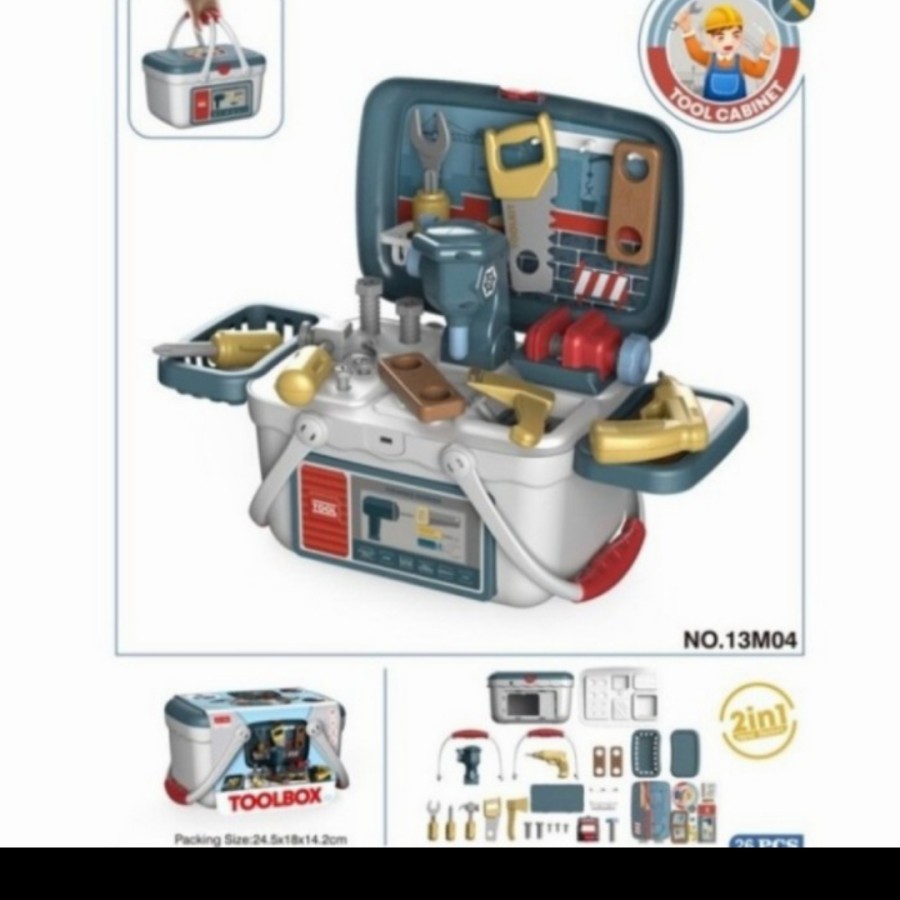 Jual Tool Box 2 in 1 mainan alat pertukangan set / mainan TOOLBOX ...