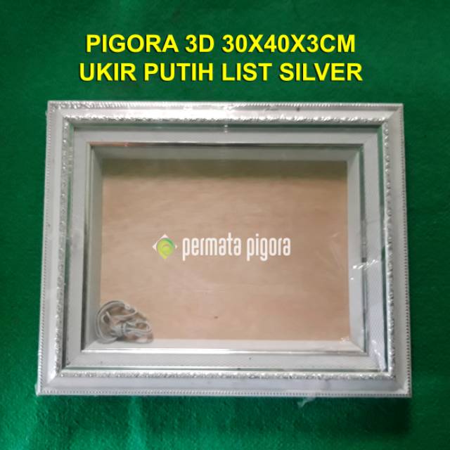 Jual Pigura Mahar 3D Ukir Putih List Silver Double 30x40cm, Bingkai ...