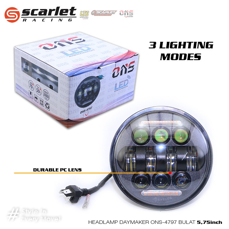 Jual ONS - Headlamp Lampu Depan LED Bulat 5.75" 4797 | Shopee Indonesia