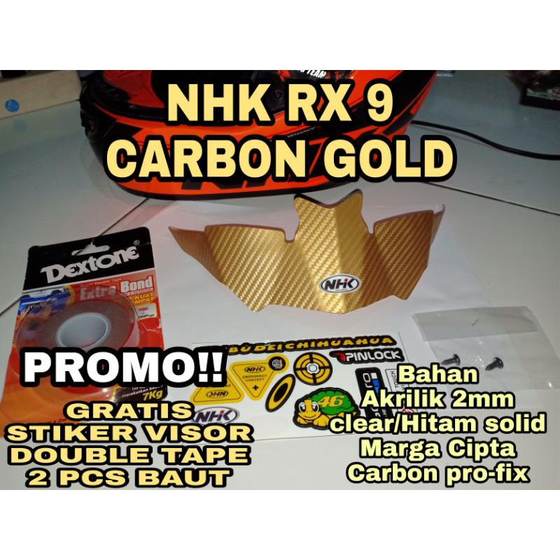 Jual SPOILER HELM NHK RX9 CARBON GOLD +FREE STIKER VISOR & 2 PCS BAUT PERMANENT KANAN KIRI ...