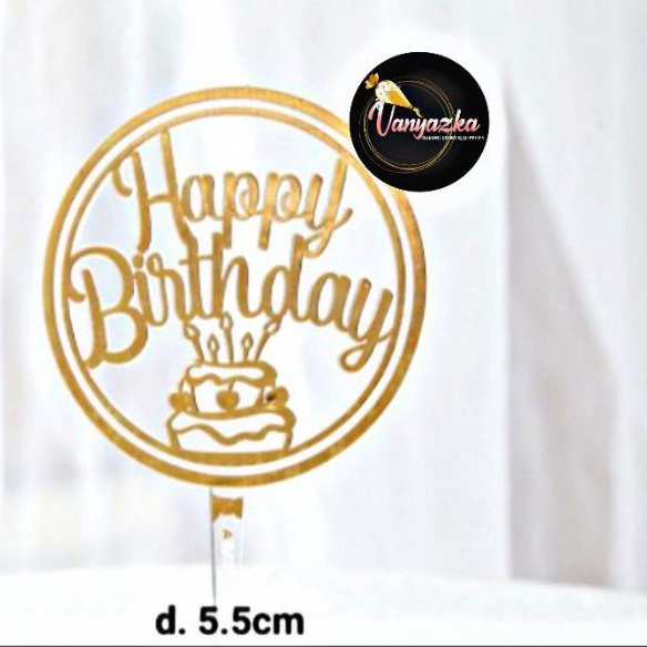 Jual Cake Topper/Hiasan Kue Happy Birthday Bulat | Shopee Indonesia