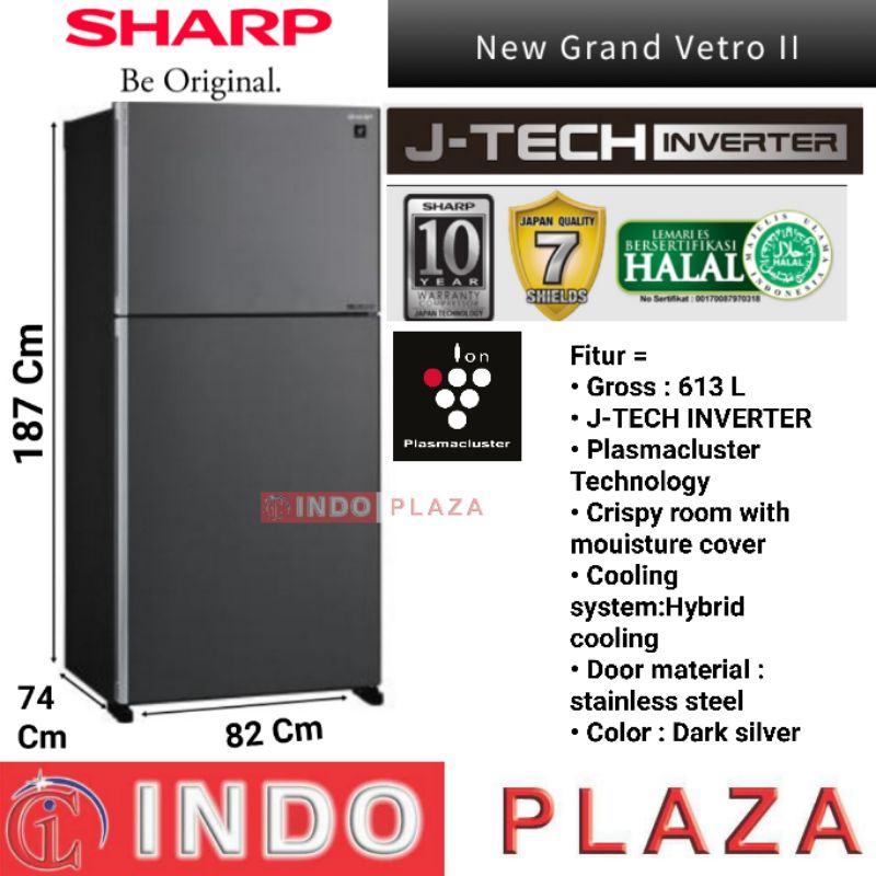 Jual KULKAS SHARP SJ-IG862PM-SL 2 PINTU Super Jumbo 613 Liter INVERTER ...