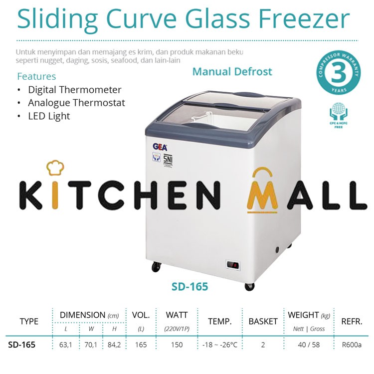Jual GEA SD-165 sliding curve glass freezer - freezer box - freezer ...