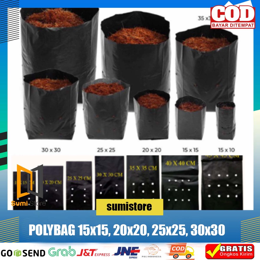 Jual polybag polibag polibek tebal 10x10 15x15 18x18 20x20 25x25 30x30 ...