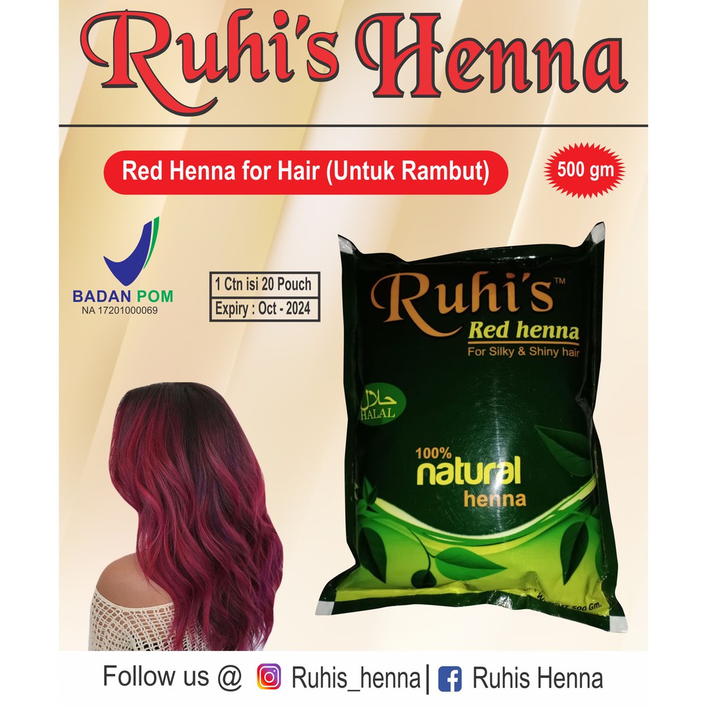 Jual RUHI’S RED HENNA 500 gr / Pewarna Rambut / Henna / Cat Rambut ...