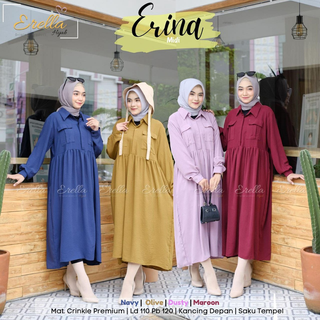 Jual ERINA MIDI DRESS ORI BY ERELLA | Shopee Indonesia