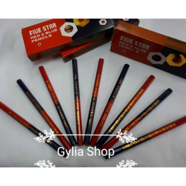 Jual Pensil Kapur / Pensil Merah Biru Merk Five Star Satuan | Shopee ...