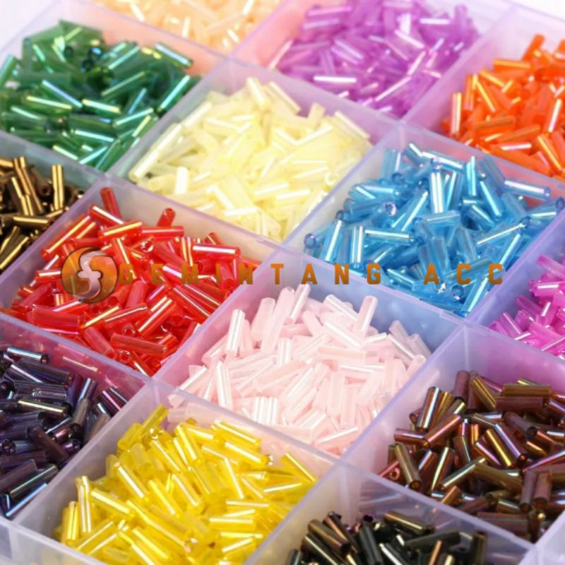 Jual (20 gram) Manik Mote Payet Bambu Patah Bugle Beads | Shopee Indonesia
