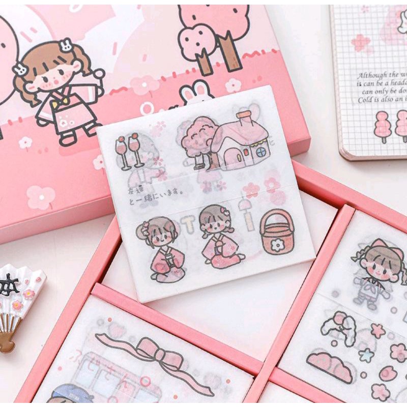 Jual stiker kertas jepang stiker kertas washi kawai stiker jurnal ...