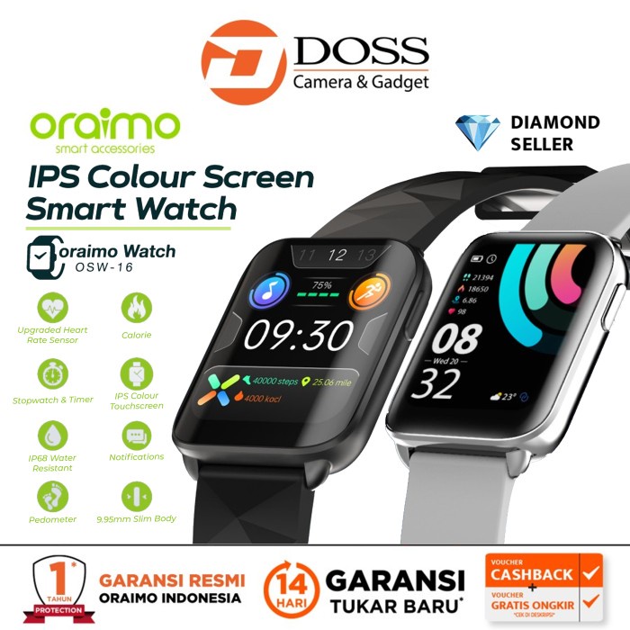 Jual Oraimo Smart Watch Jam Tangan IPS Full Touch Screen Slim OSW-16 ...