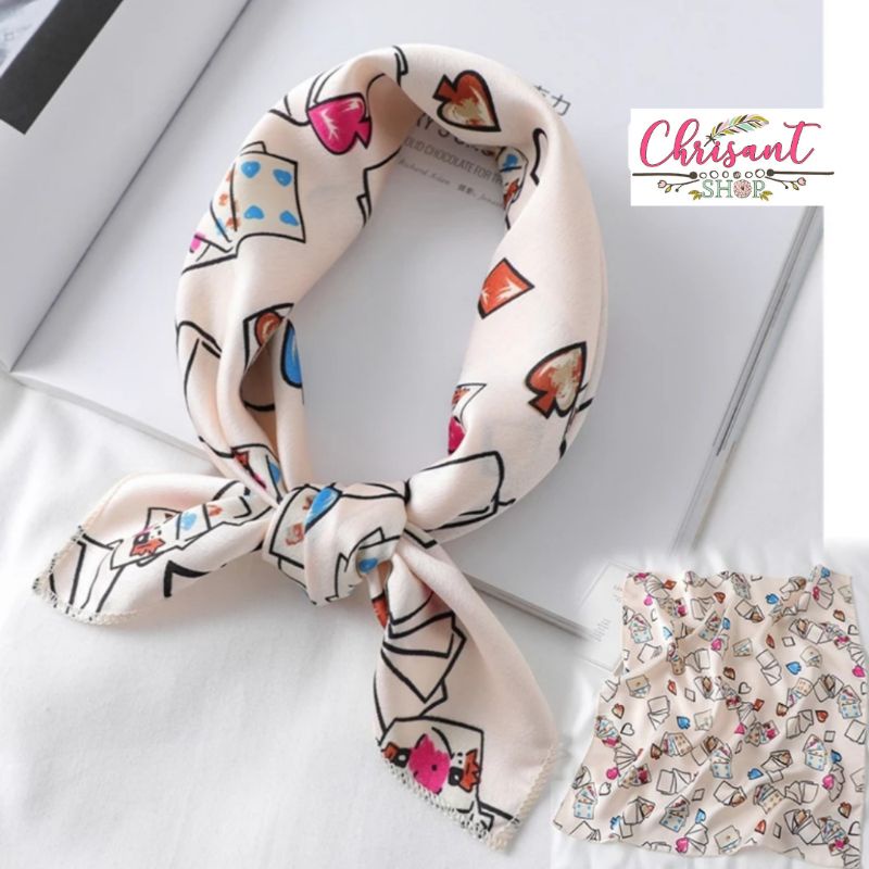 Jual Syal leher syal pramugari scraf sutra 50x50 syal kepala syal tas ...