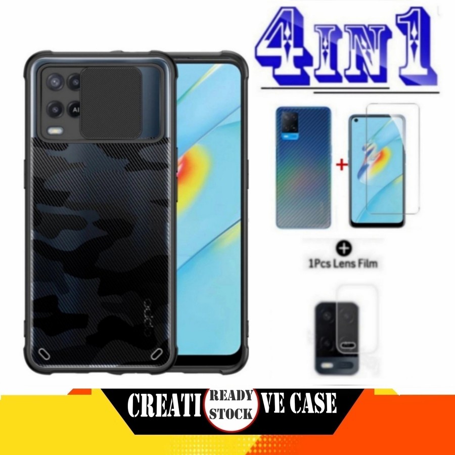 Jual PAKET 4 IN 1 Case Oppo A54 4G 2021 Fusion Sliding Army Protector ...