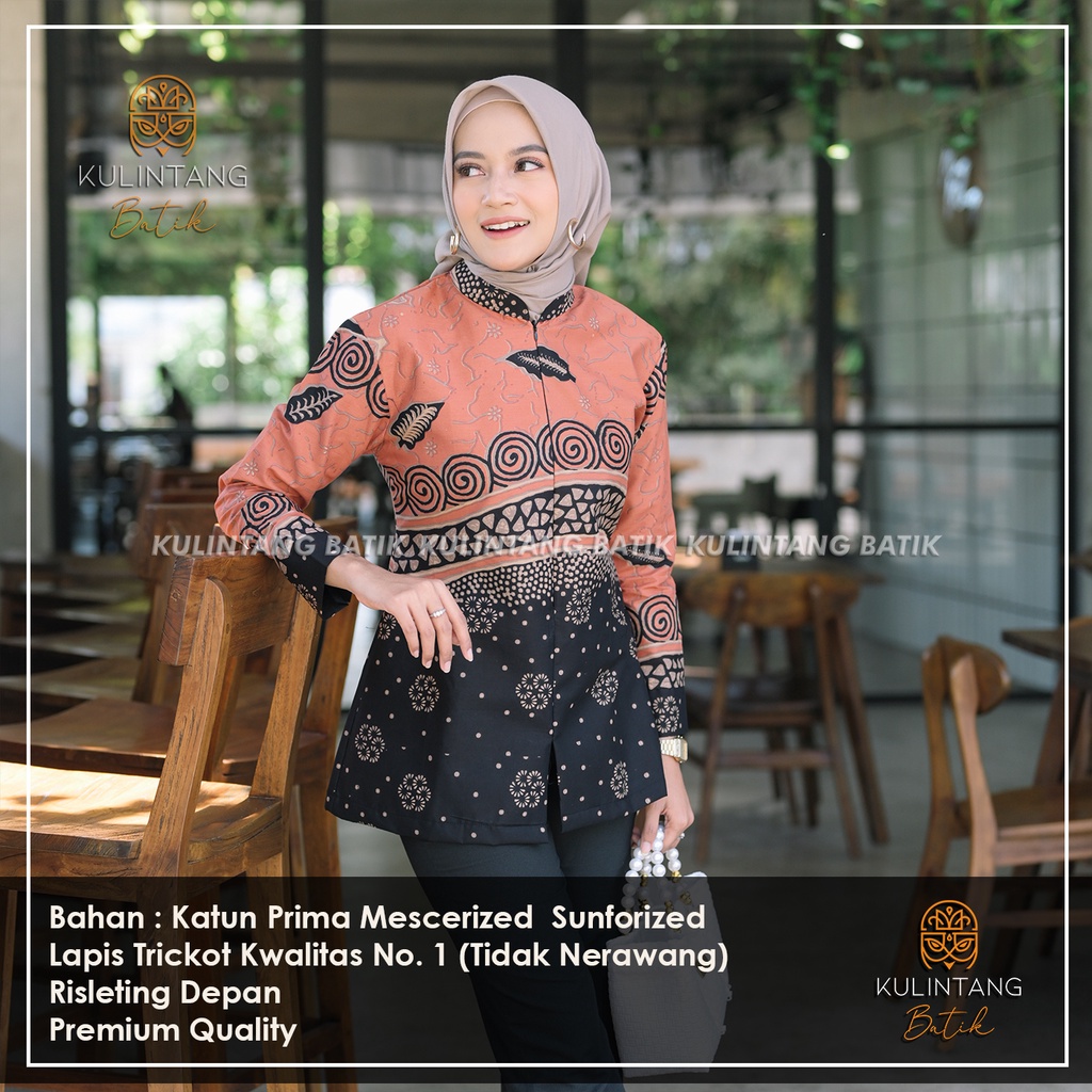 Jual Kulintang Batik - Blouse Atasan Baju Batik Wanita Kerja Kantor Bahan Katun LAPIS TRICKOT ...