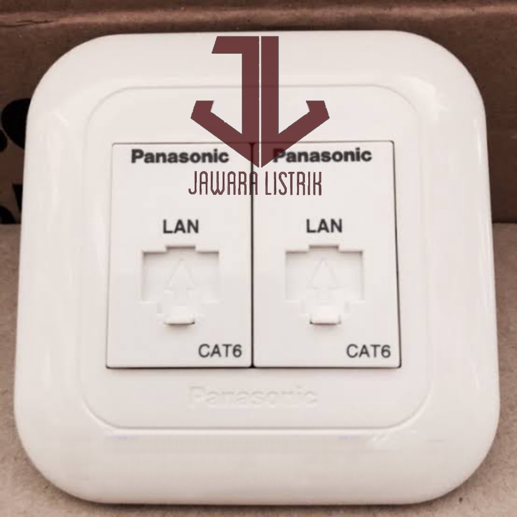 Jual Stop kontak Outlet data cat6 cat 6 double 2 + frame panasonic 1 ...