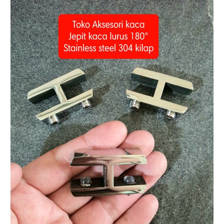 Jual Konektor kaca lurus glass connector klip clip stainless steel 304 ...