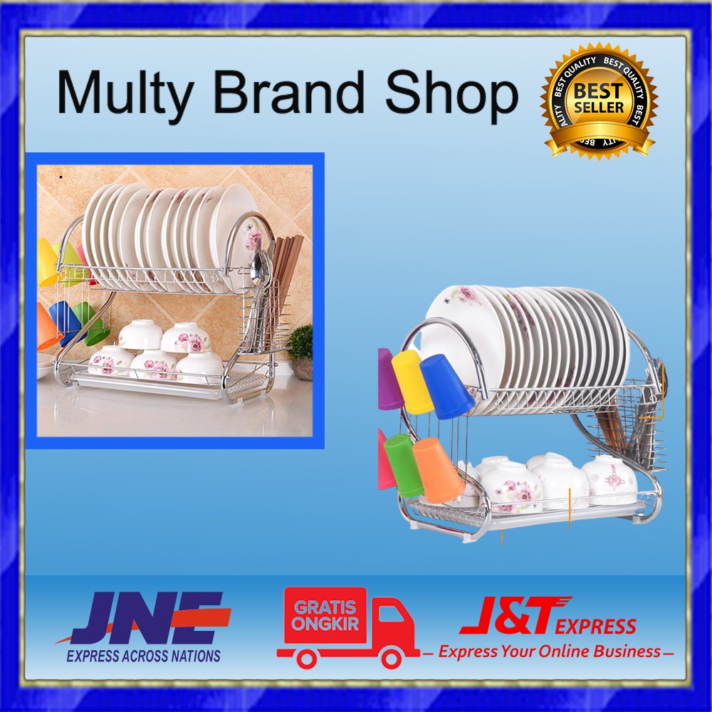 Jual Rak piring stainless Original Multifungsi Rak Piring 2 Susun ...