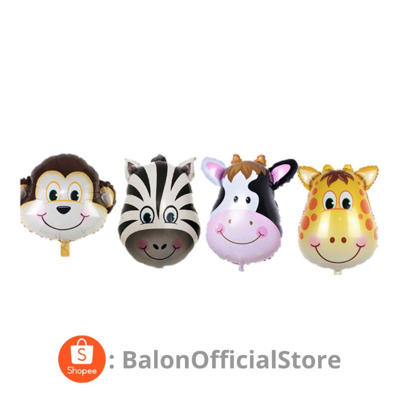 Jual Balon Foil Kepala Hewan Mini Balon Karakter Mini Balon Animal ...