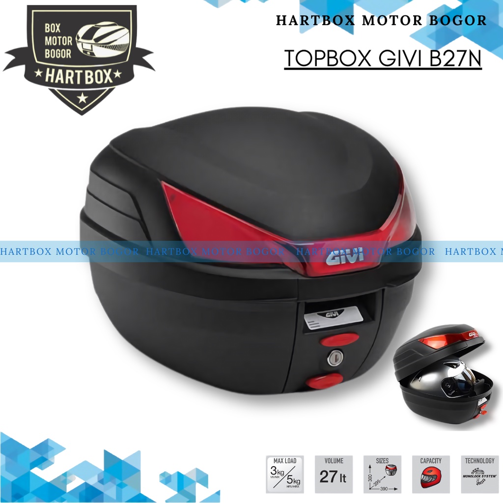 Jual Box Motor Atas Box Touring Givi B27N Box Motor B27 Givi B 27Cocok Untuk Fazzio Thunder ...