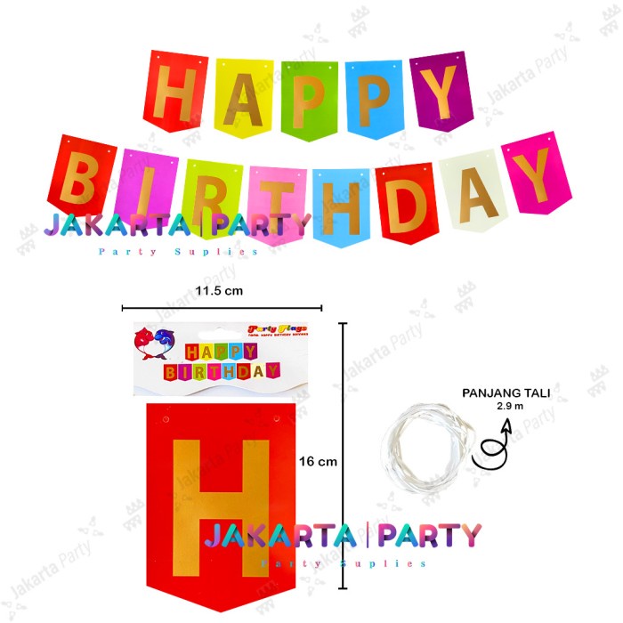 Jual Banner HBD Motif / Bunting Flag Happy Birthday Motif / Banner Flag ...