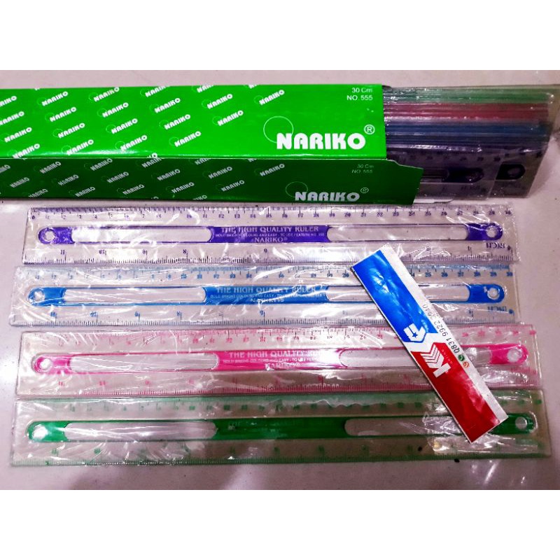 Jual PENGGARIS PLASTIK NARIKO RULLER PLASTIK 4 warna ISI 12PCS | Shopee ...