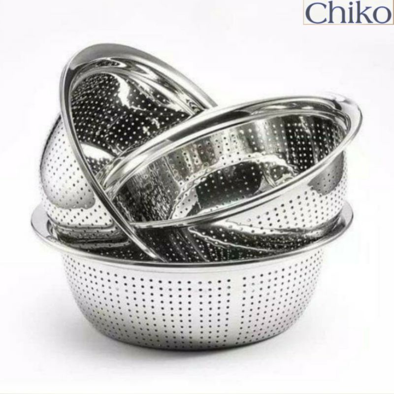 Jual Chiko Baskom Lubang Saringan Dan Baskom Polos Stainless Steel ...