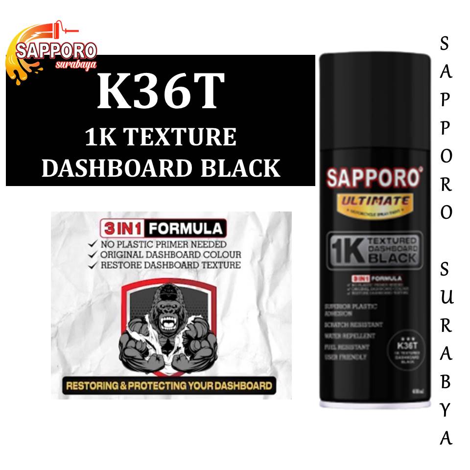 Jual Sapporo Ultimate K36T 1K Textured Dashboard Black / Cat Semprot 3in1 | Shopee Indonesia