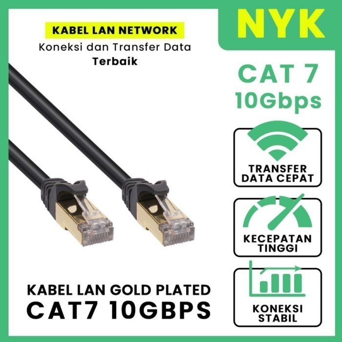 Jual KABEL LAN CAT7 HITAM SSTP 5M CAT 7 PABRIKAN 5 METER 10GBps ...