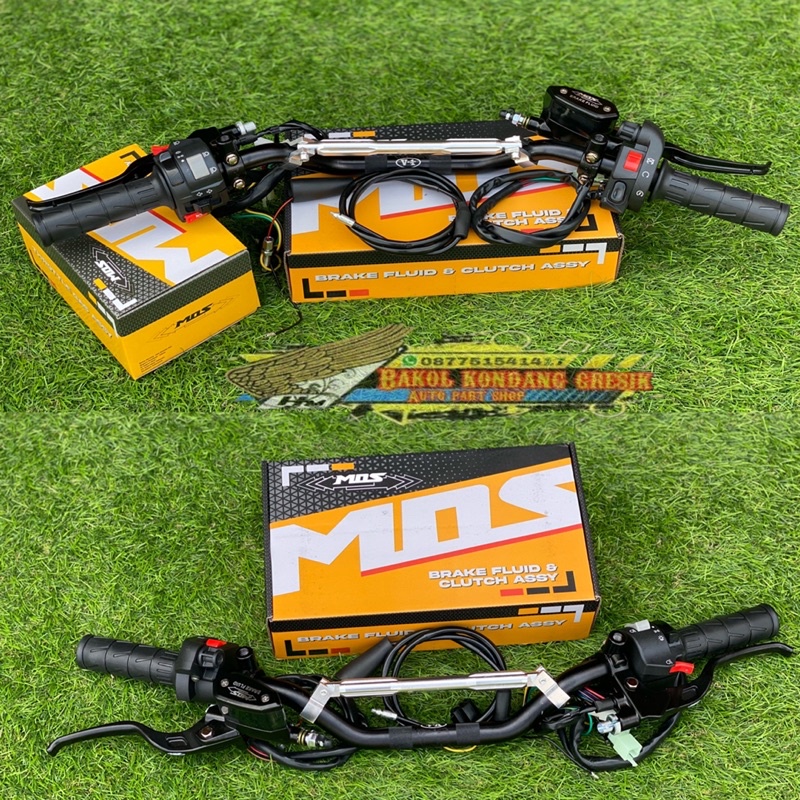 Jual paket stang stir day copy daytona v1 almini hitam set gas ksr ...