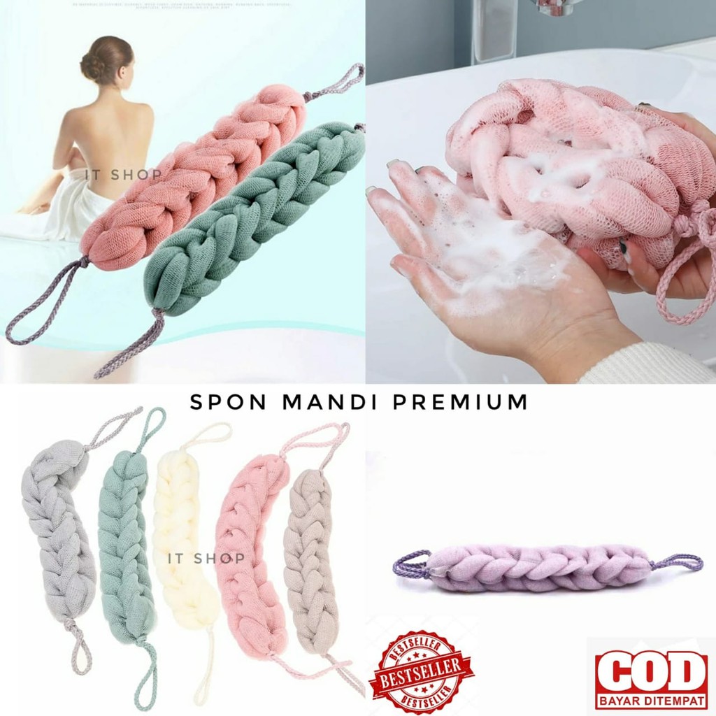 Jual IVSHOP - Premium Spon Mandi Kepang Panjang Shower Puff Bath Sponge ...