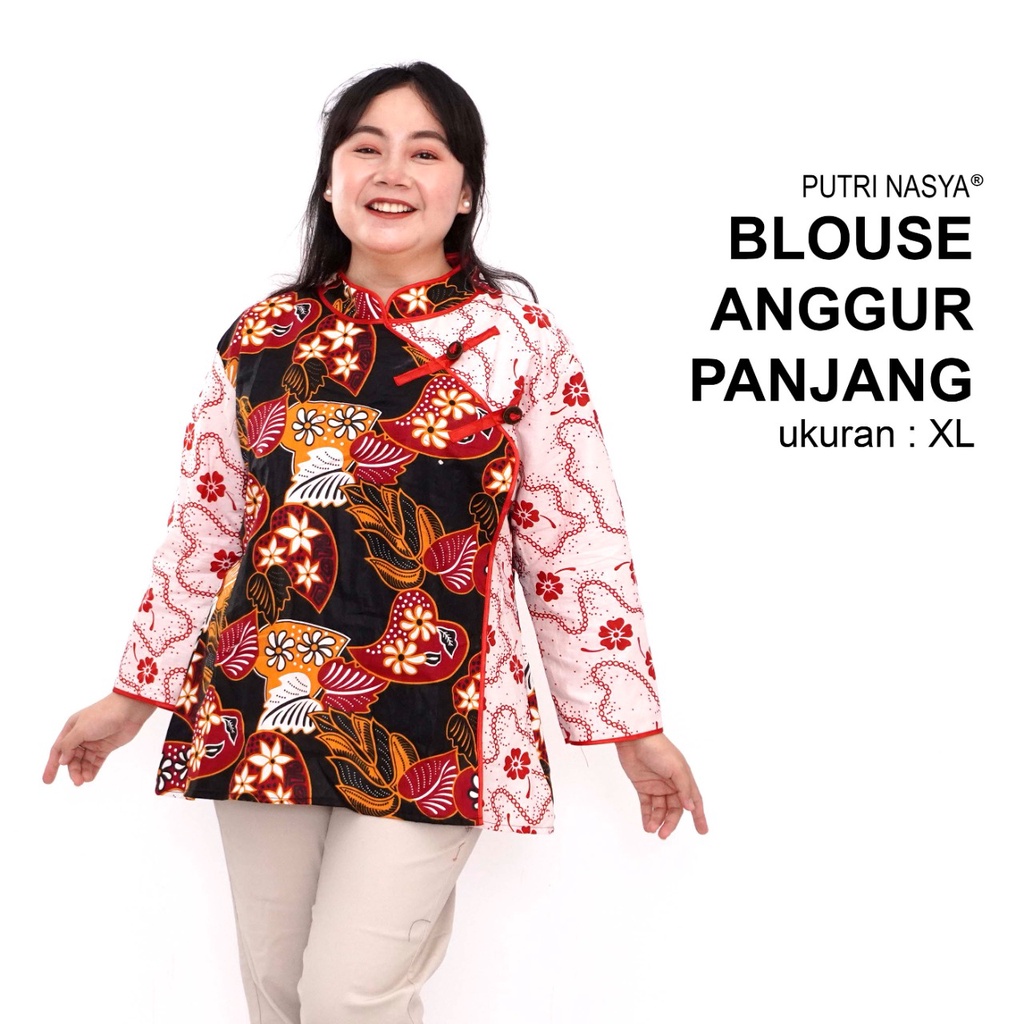 Jual Atasan Batik Blouse Big Size Wanita Kantor Kerja S M L Xl 2l 3l 4l