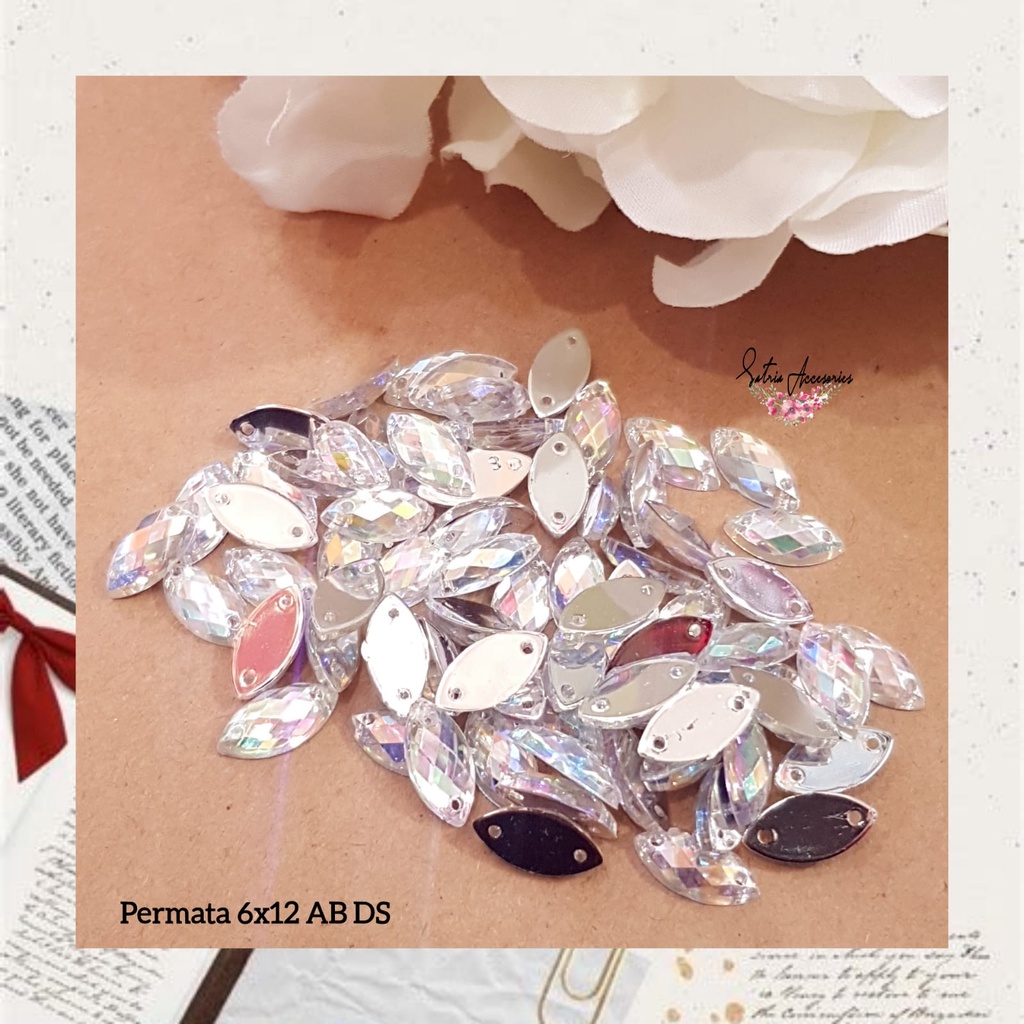 Jual Kristal Pelangi/Permata Jahit AB 6x12 Sampan/Manik-Manik/Bahan ...