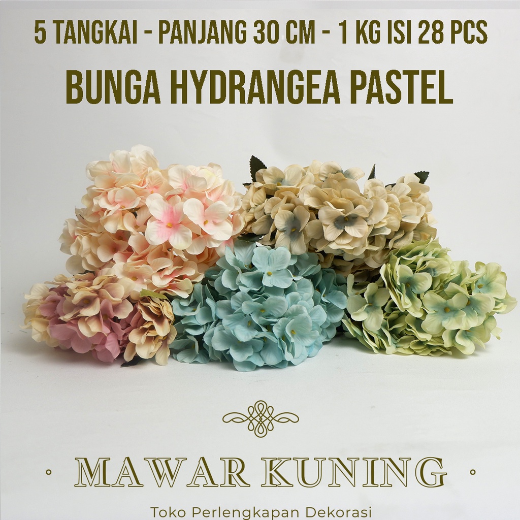 Jual [ 5 Tangkai ] Artifisial Bunga Hydrangea Pastel / Bunga Dekorasi ...