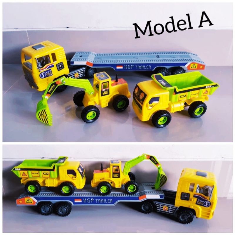 Jual Mainan Truk Hauler Angkut Mobil Truck Trailer Excavator Buldozer ...