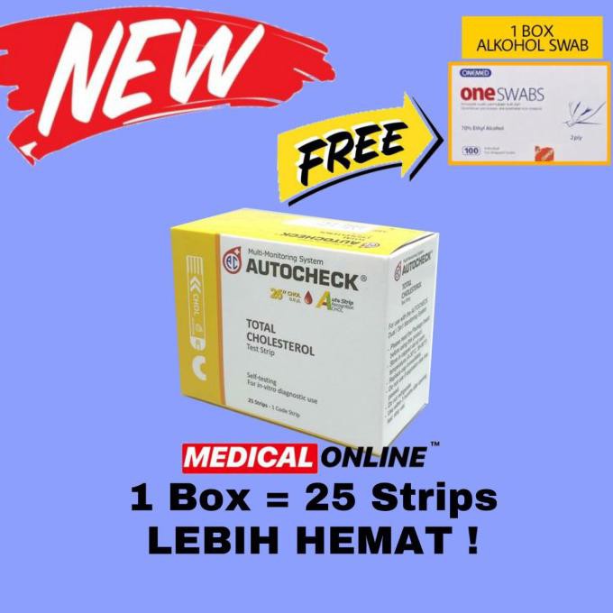 Jual STRIP KOLESTROL AUTOCHECK CHOLESTROL ISI 25 STRIP MEDICAL ONLINE ...