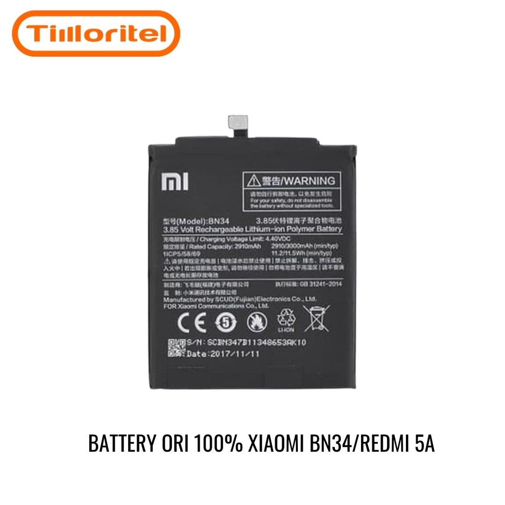 Jual BATTERY BATERAI BATRE ORIGINAL XIAOMI READMI 5A / BN34 | Shopee ...