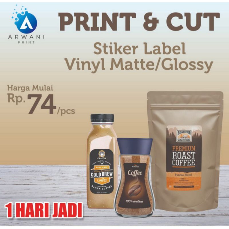Jual Cetak Sticker Label A3+ & CUT/ Sticker Label Vinyl Glossy / Matte ...