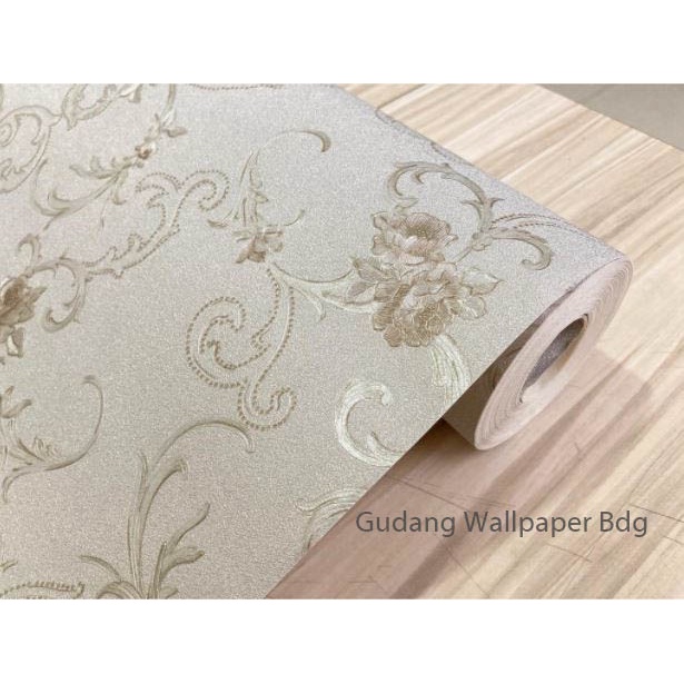 Jual Wallpaper Dinding Vinyl Bunga Abu Klasik Emboss Vintage Minimalis Ulir | Shopee Indonesia