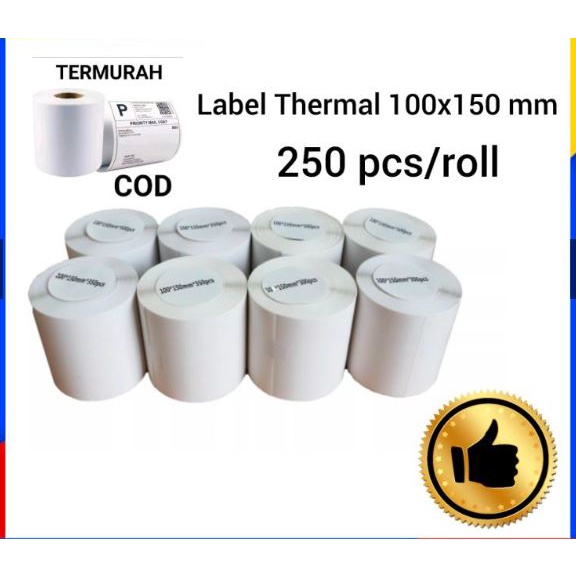 Jual Kertas Thermal Label barcode 100 x 150 mm ukuran A6 isi 250 ...